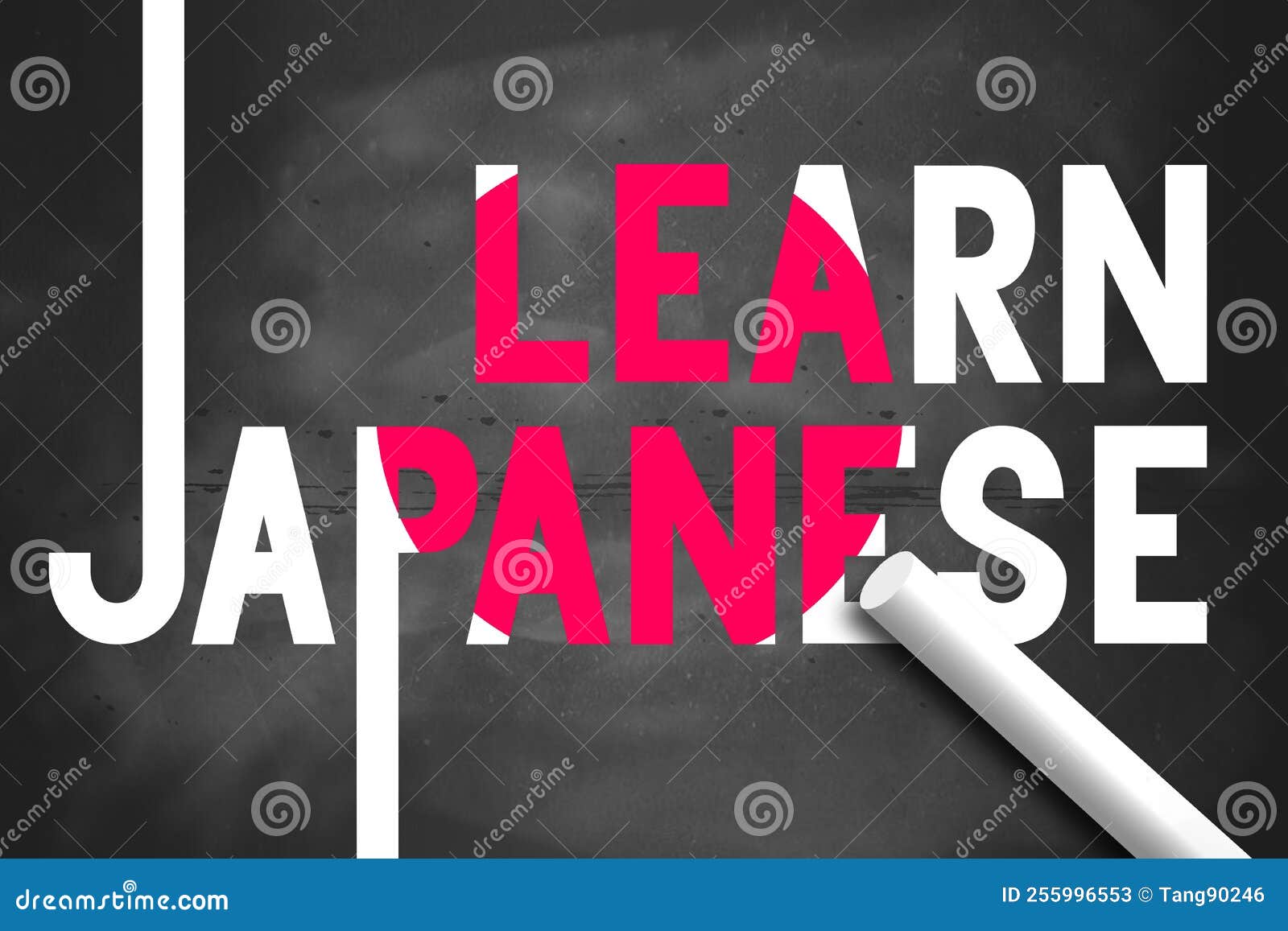 Learn Japanese with Japan Flag Color on Chalkboard Stock Illustration ...