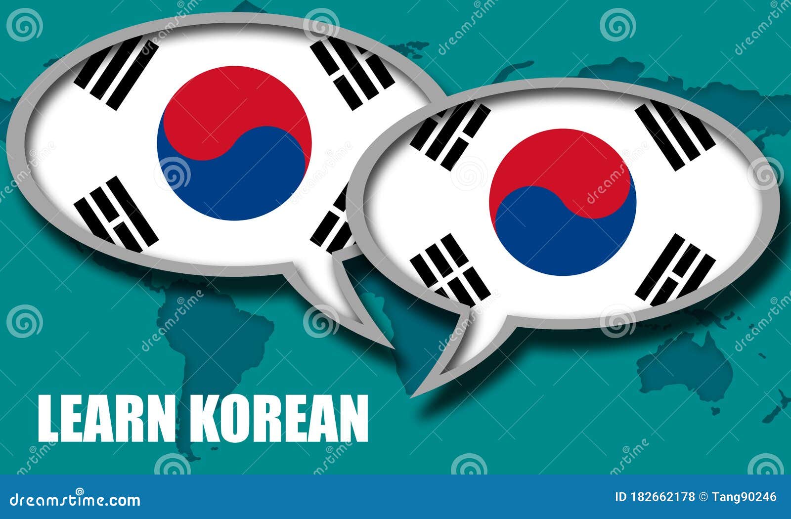 Learn Korean Language Speak Bubble Stock Illustration - Illustration of ...