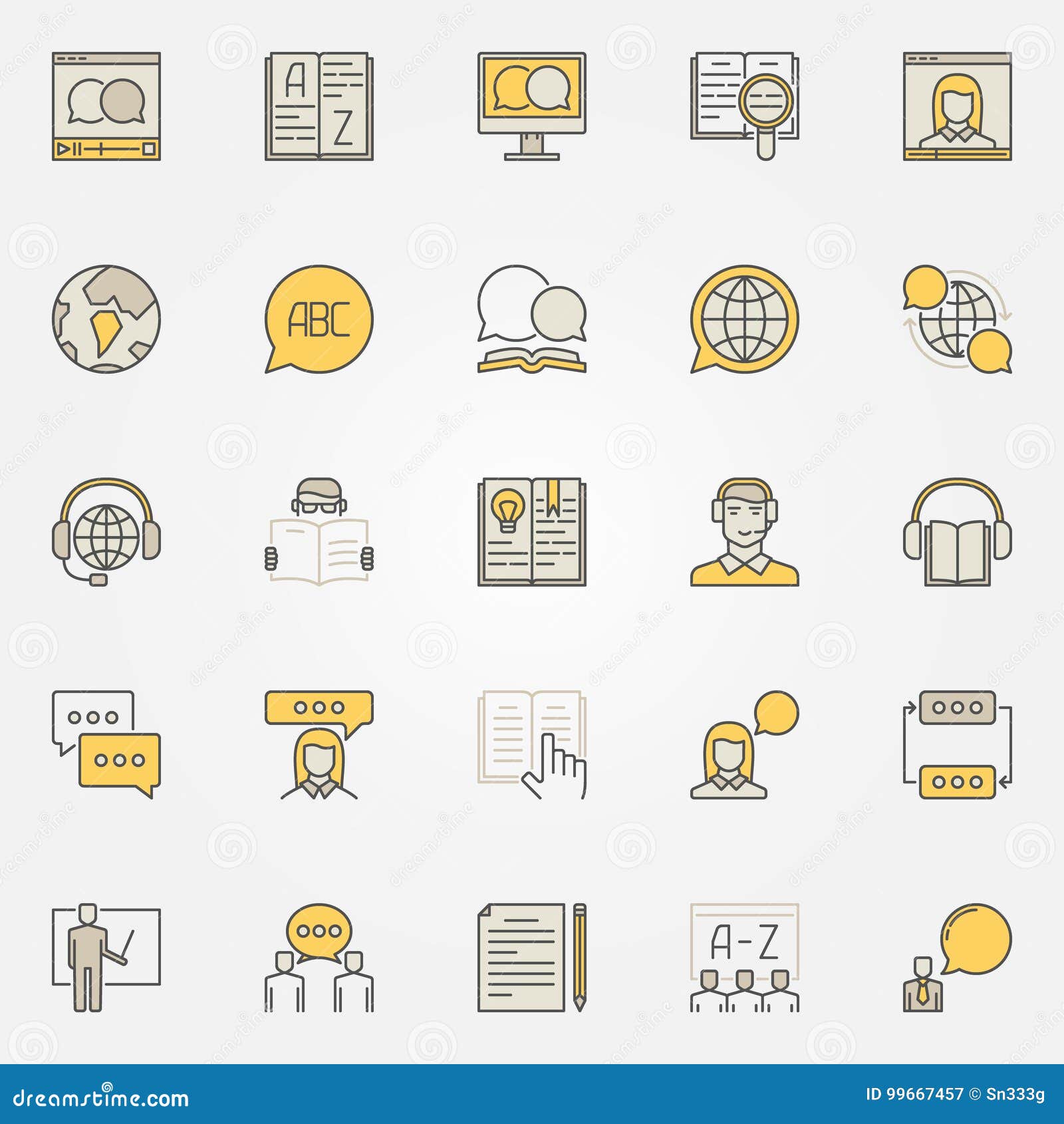 Learn Language Colorful Icons Stock Vector - Illustration of foreign ...