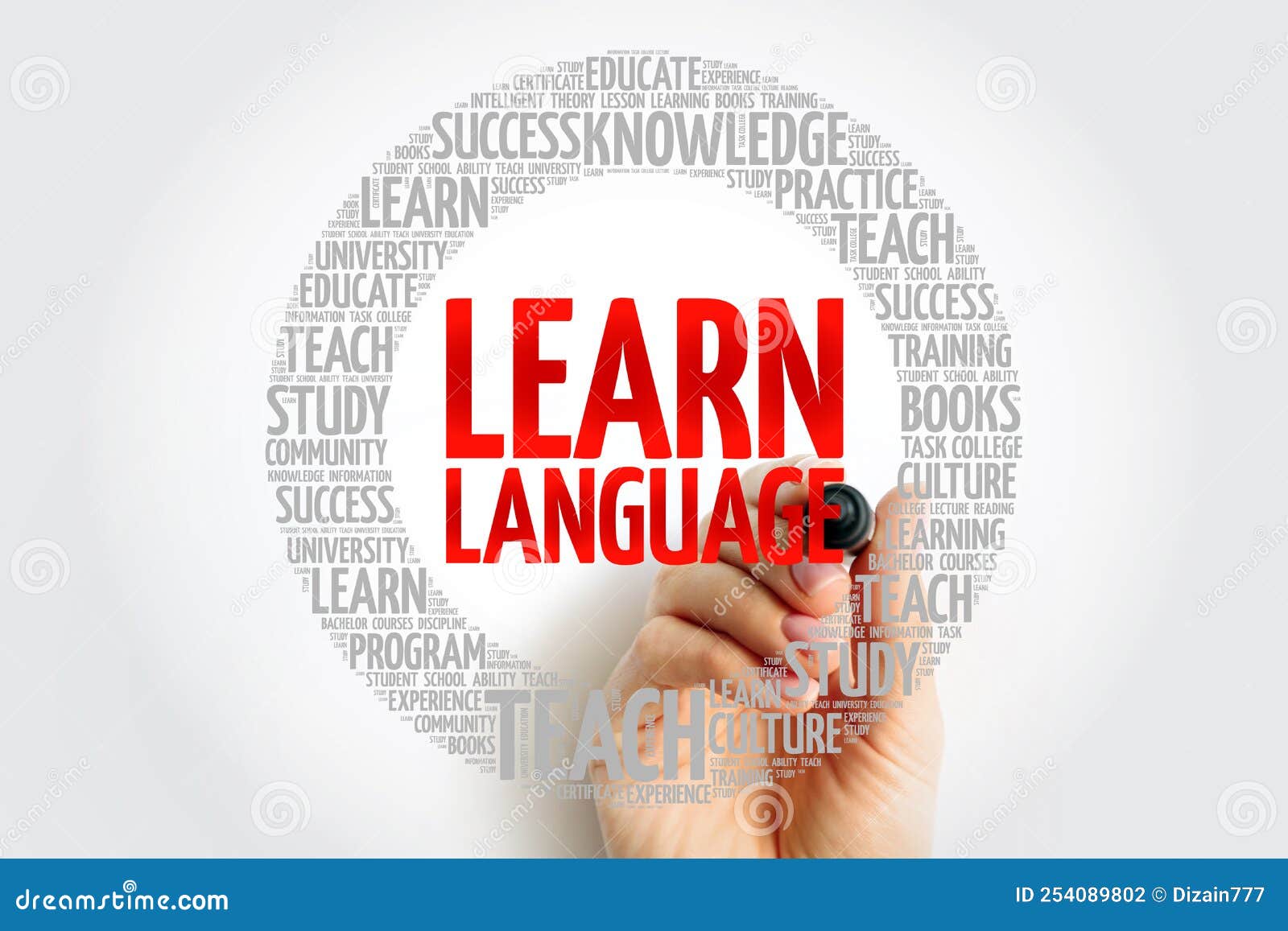 Learn Language Word Cloud, Education Business Concept Stock Photo ...