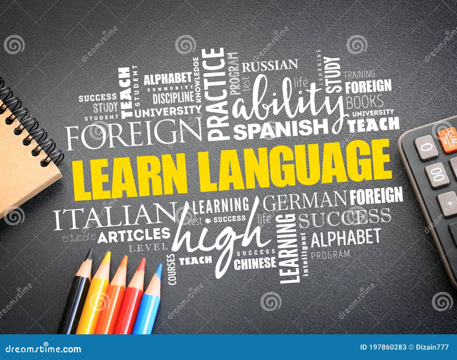 Learn Language Word Cloud, Education Concept Stock Image - Image of ...