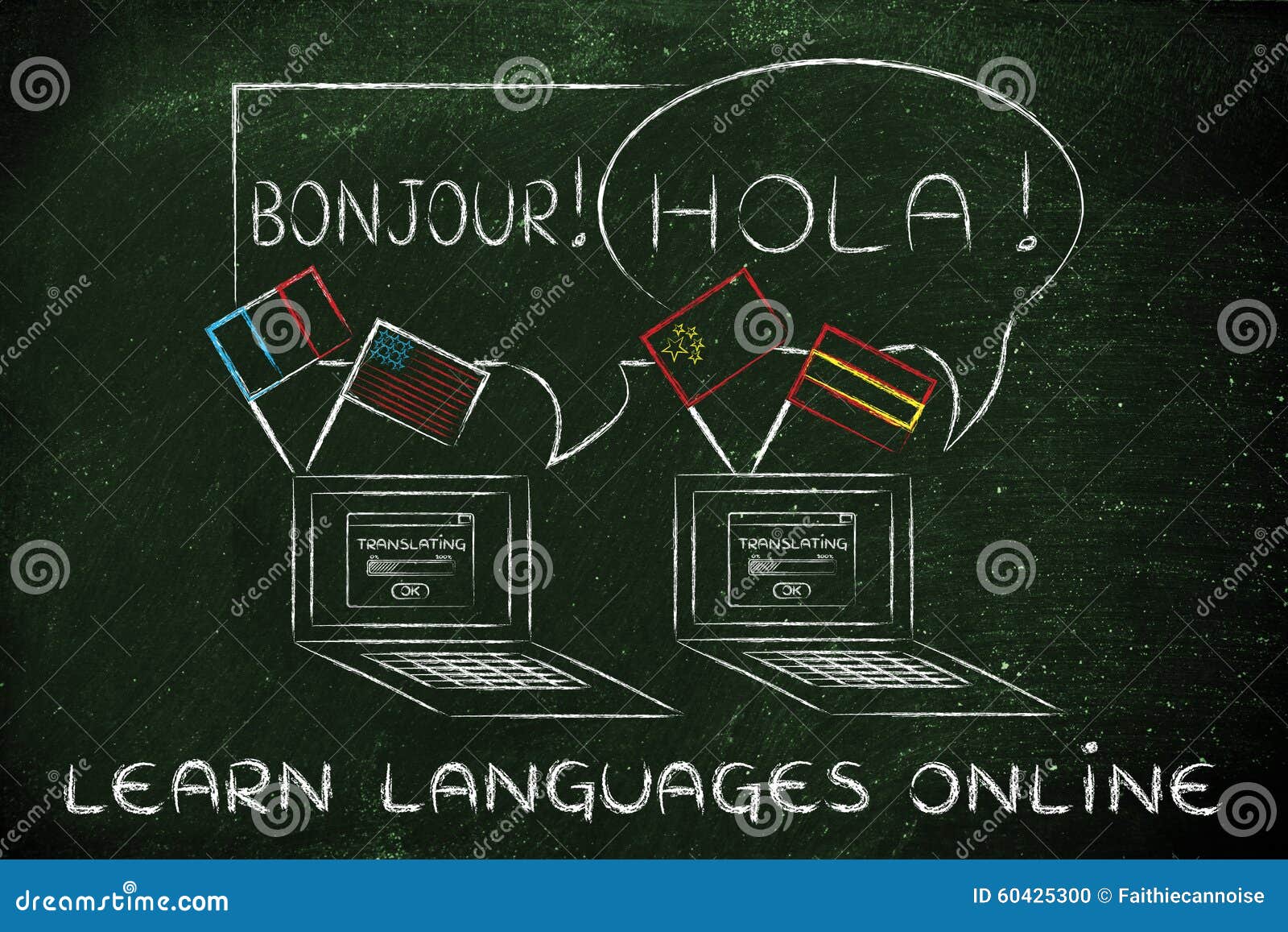 Learn Languages Online: Laptop with Different Flags Stock Photo - Image ...