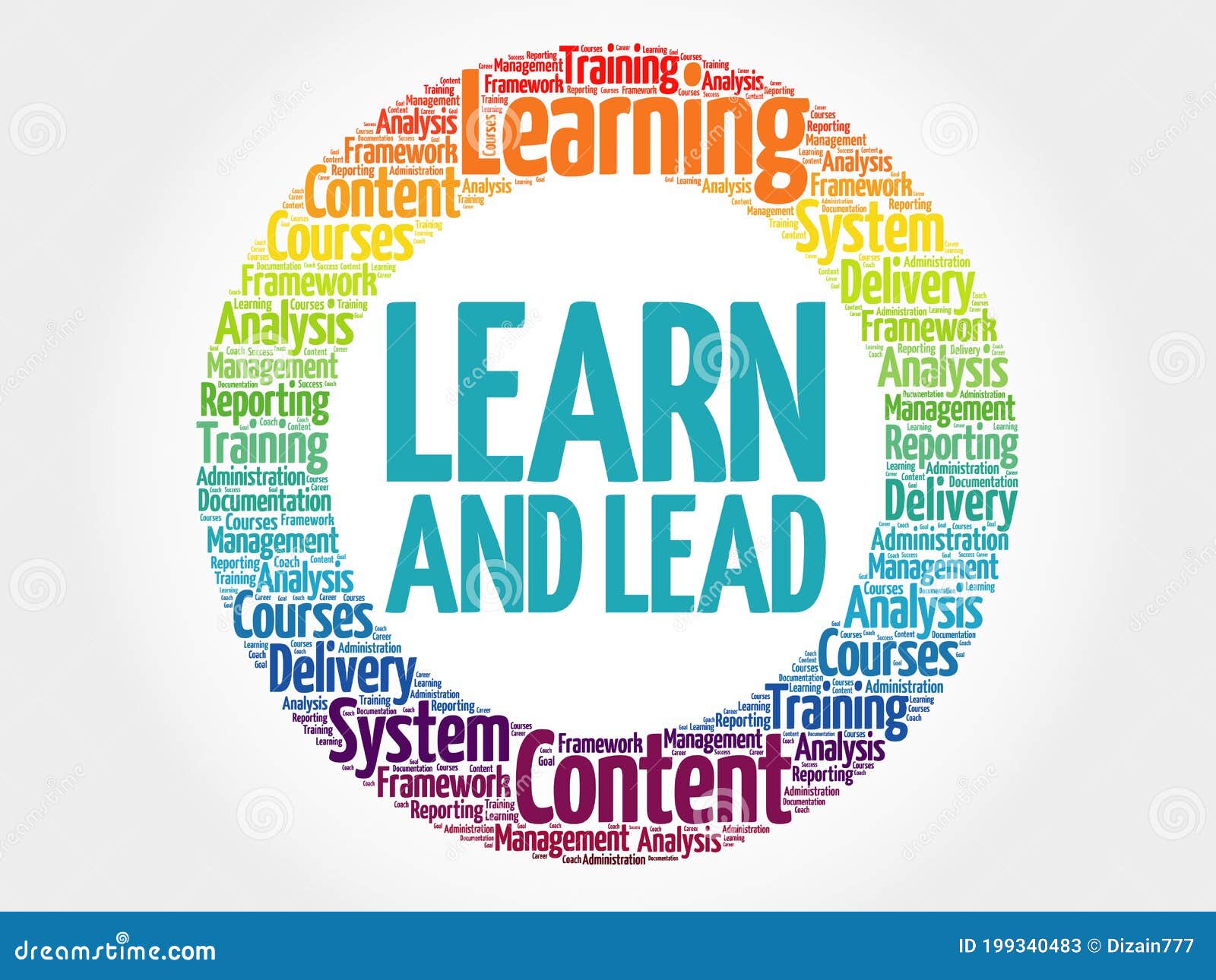 Learn and Lead Circle Word Cloud Stock Illustration - Illustration of ...