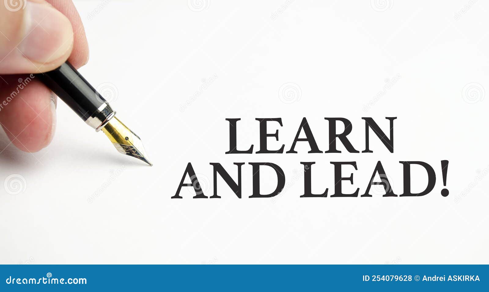 Learn and Lead Words with Charts, Glasses and Notepad Stock Photo ...