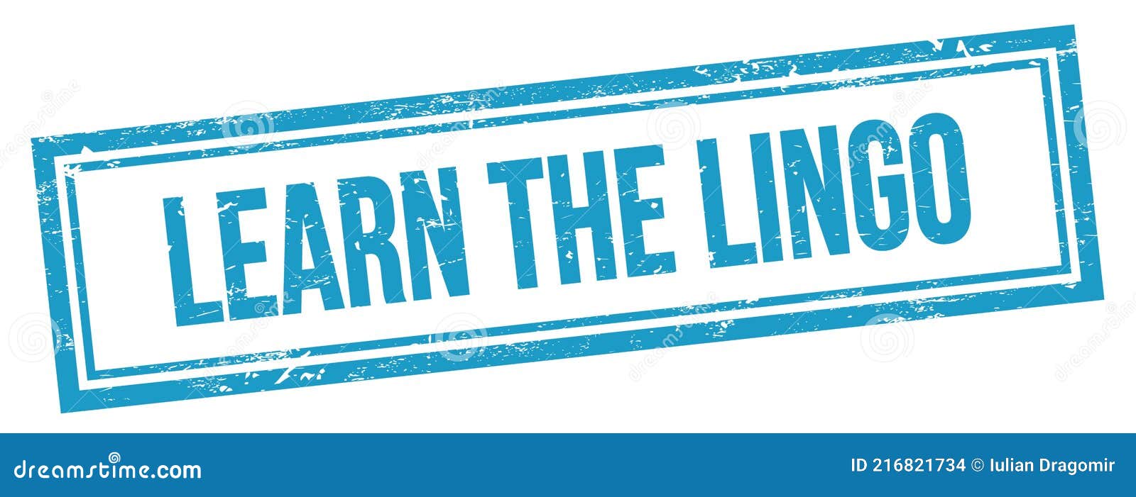 LEARN the LINGO Text on Blue Grungy Vintage Stamp Stock Illustration ...