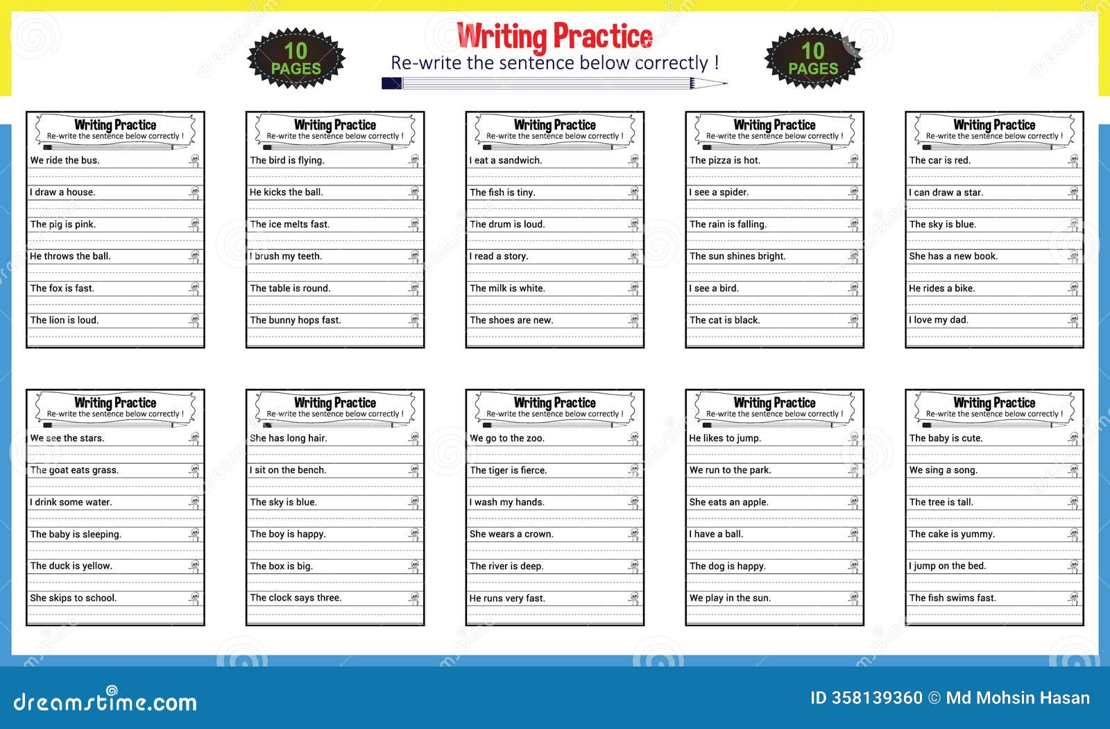 Learn Making Sentence Worksheet For Kids Vector Illustration ...