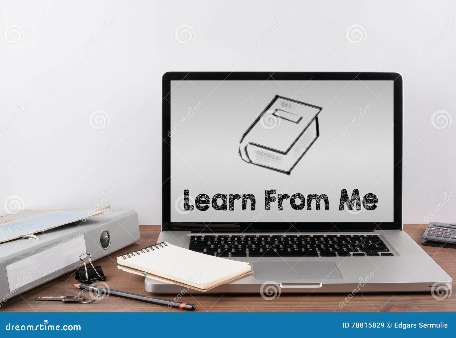 Learn from Me. Office Desk with a Laptop. Stock Illustration ...