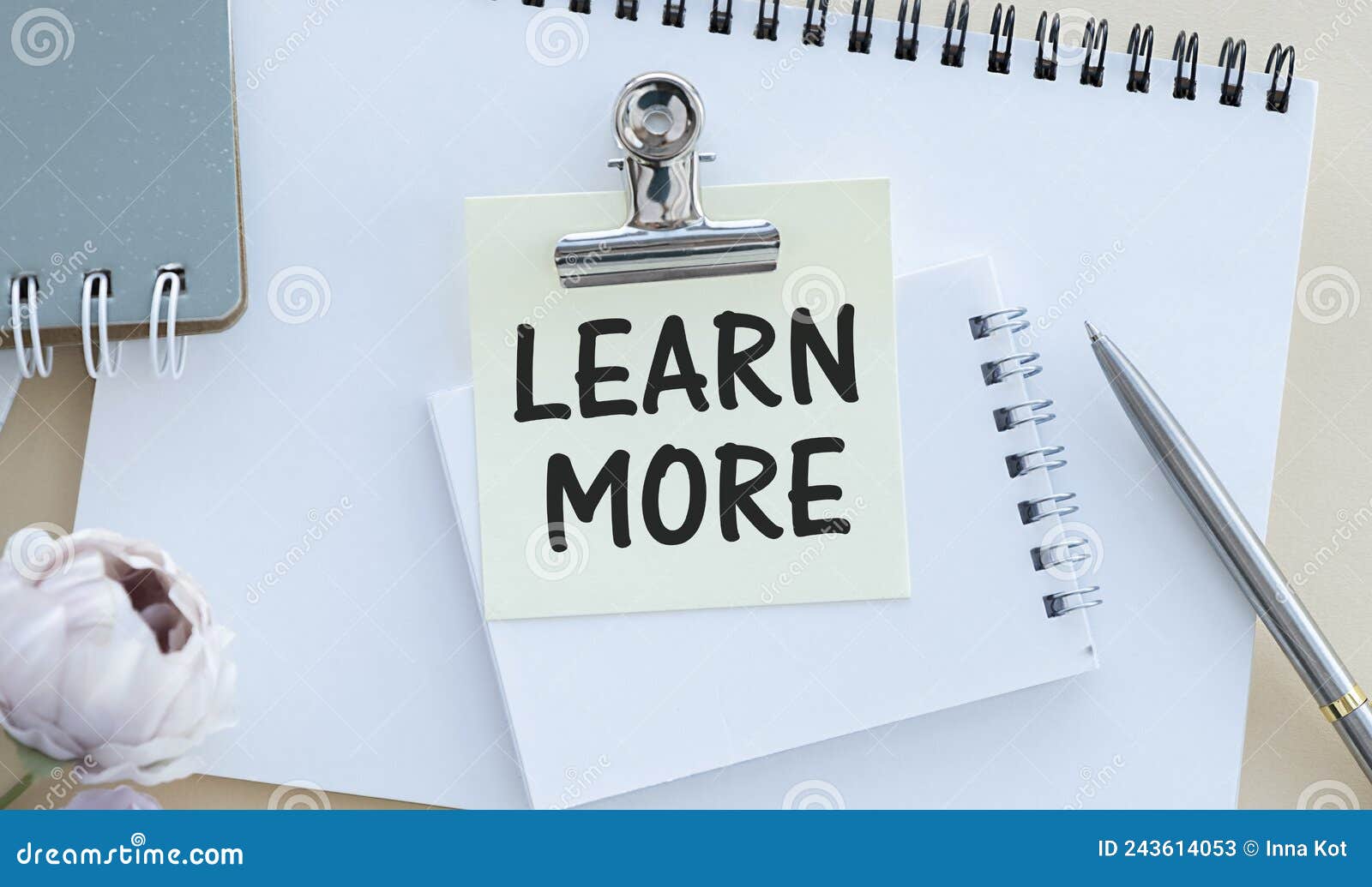 Learn More Text Written on a Notebook with Pen Stock Image - Image of ...