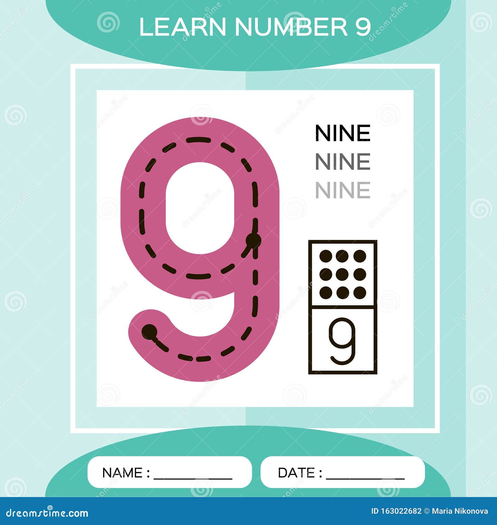 Learn Number 9. Nine. Children Educational Game. Kids Learning Material ...