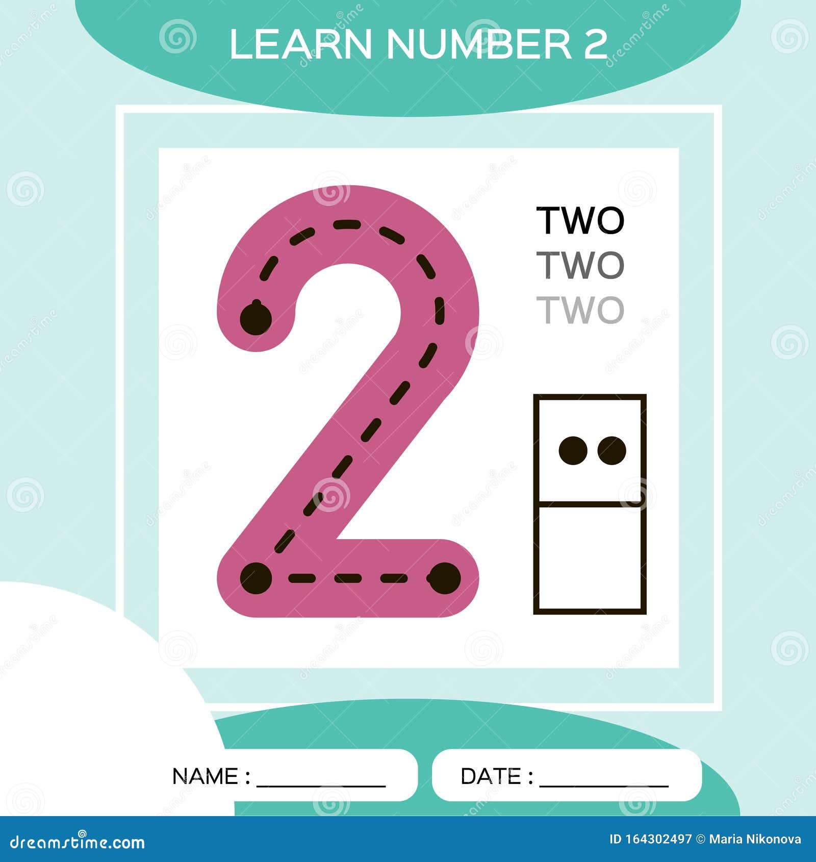 Learn Number 2. Two. Children Educational Game. Kids Learning Material ...