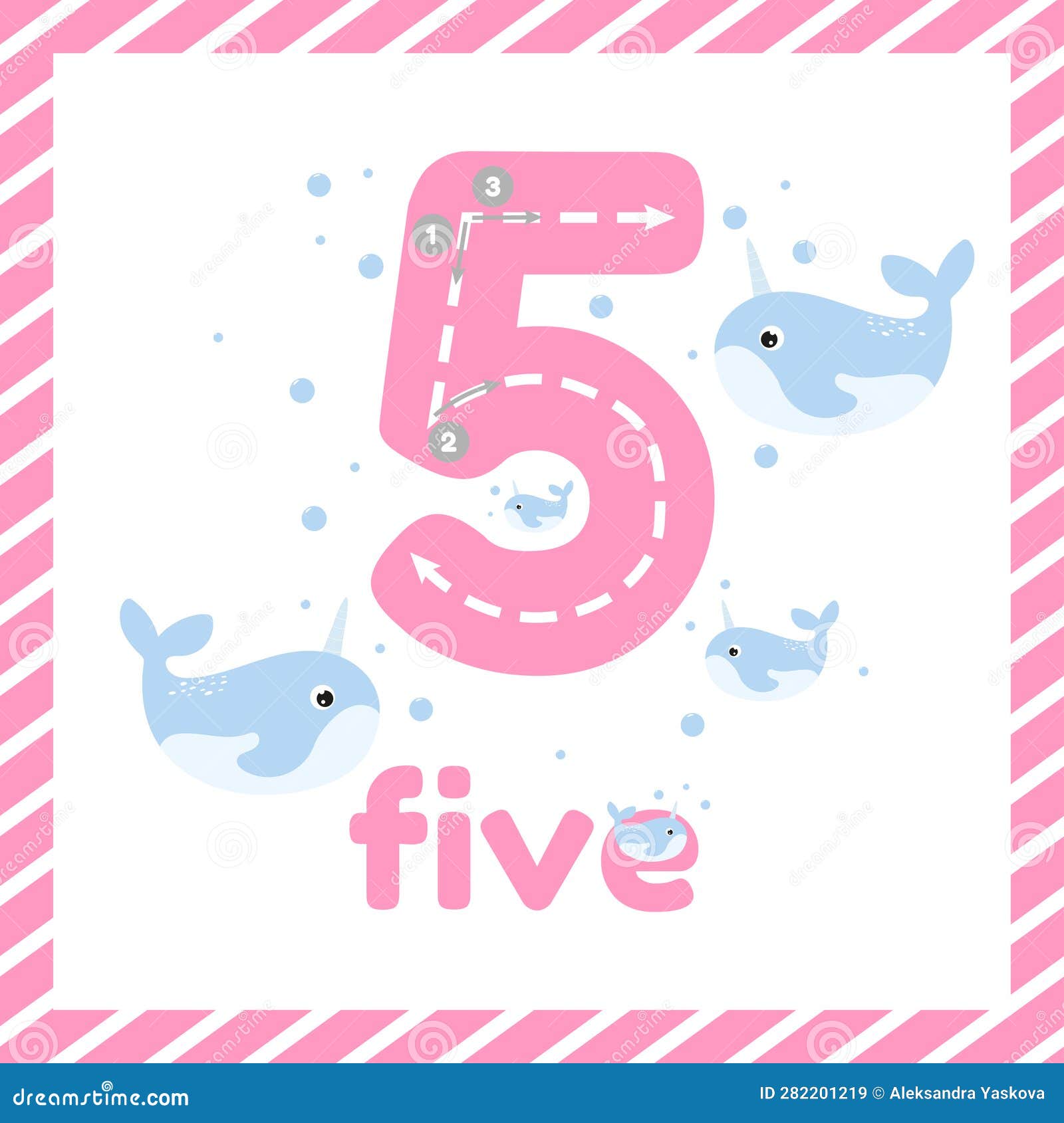 Learn Numbers. Flashcards for Kids Education. Number Five Stock Vector ...