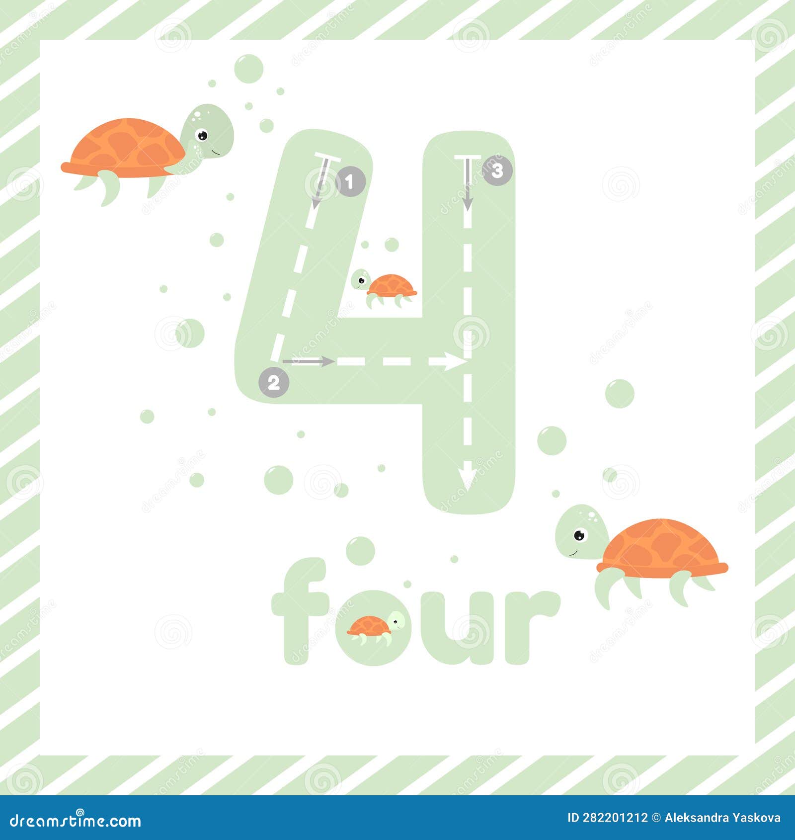 Learn Numbers. Flashcards for Kids Education. Number Four Stock Vector ...