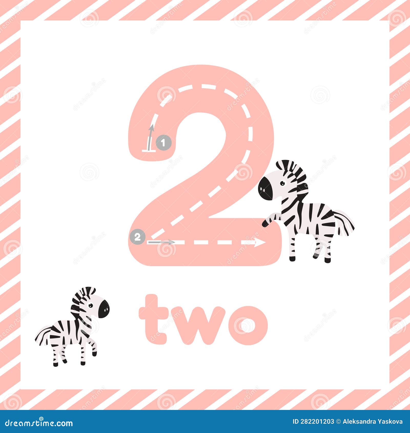 Learn Numbers. Flashcards for Kids Education. Number Two Stock Vector ...