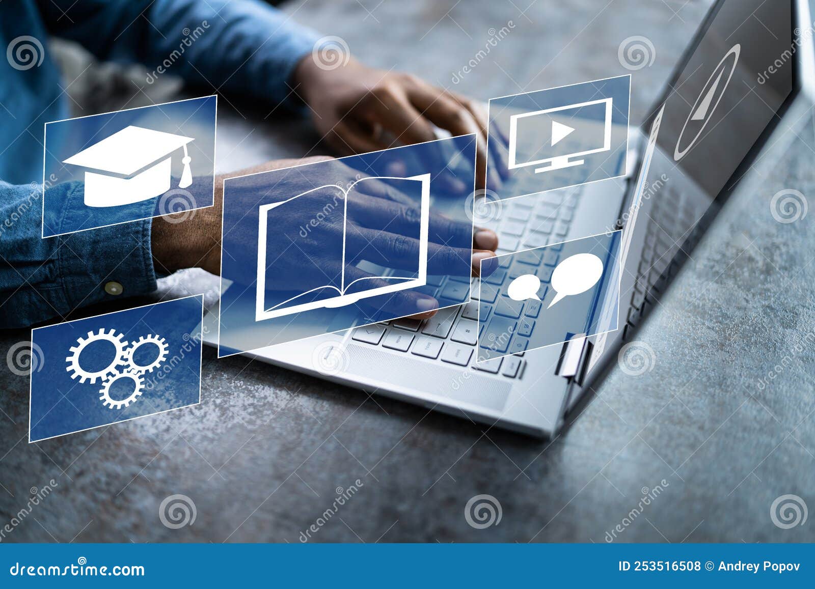 Learn Online Training Course. Digital Knowledge Library Stock Photo ...