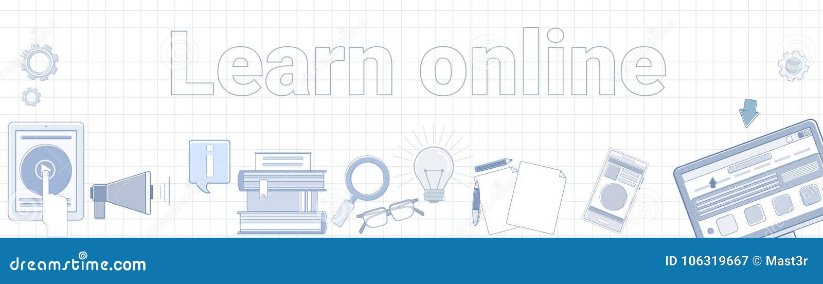 Learn Online Word on Squared Background Horizontal Banner Elearning ...