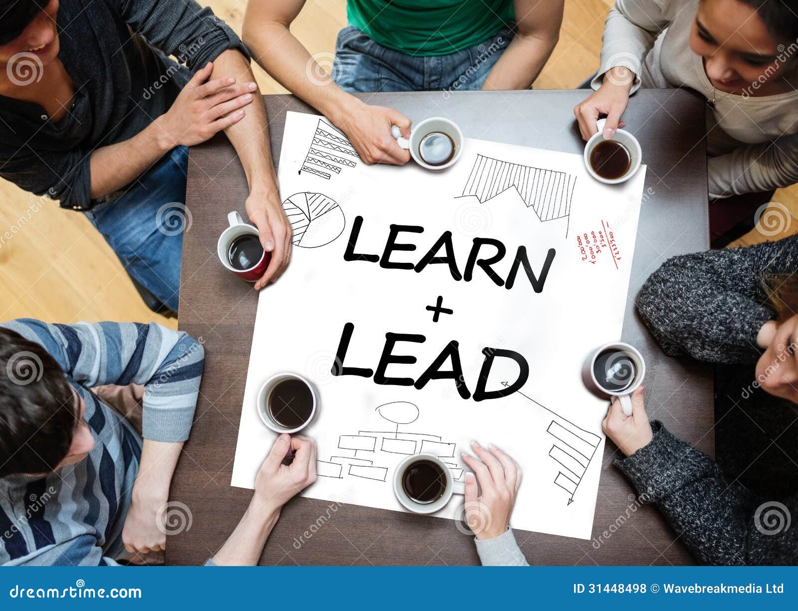 Learn Plus Lead Written On A Poster With Drawings Of Charts Stock ...