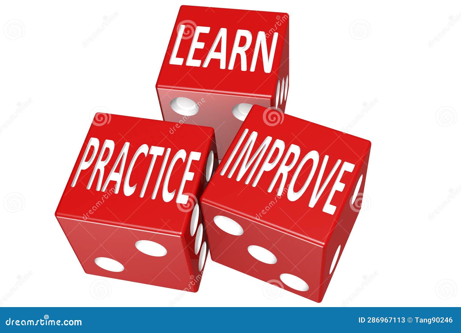 Learn, Practice and Improve Word on Red Dices Stock Illustration ...