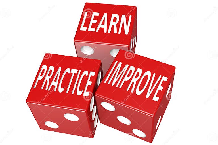 Learn, Practice and Improve Word on Red Dices Stock Illustration ...