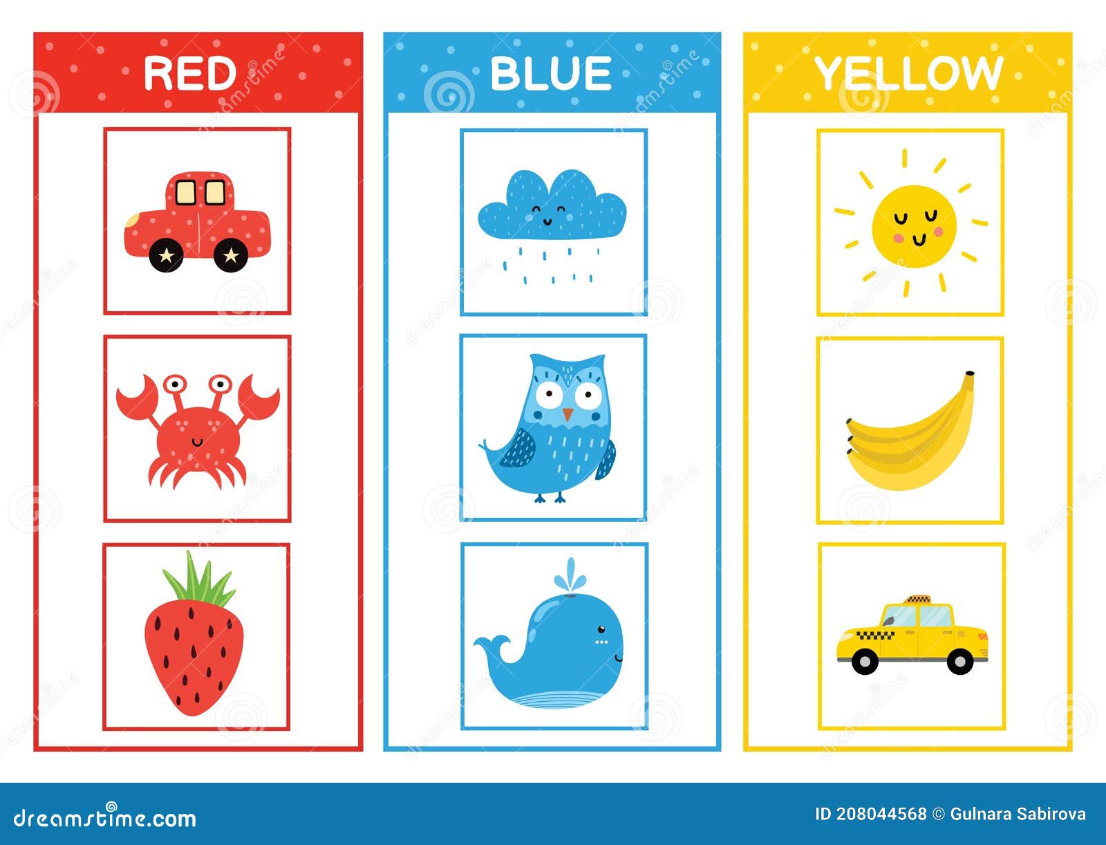 Learn the Primary Colors. Color Sorting Activity Page - Red, Blue ... Learn the Primary Colors. Color Sorting Activity Page - Red, Blue ...