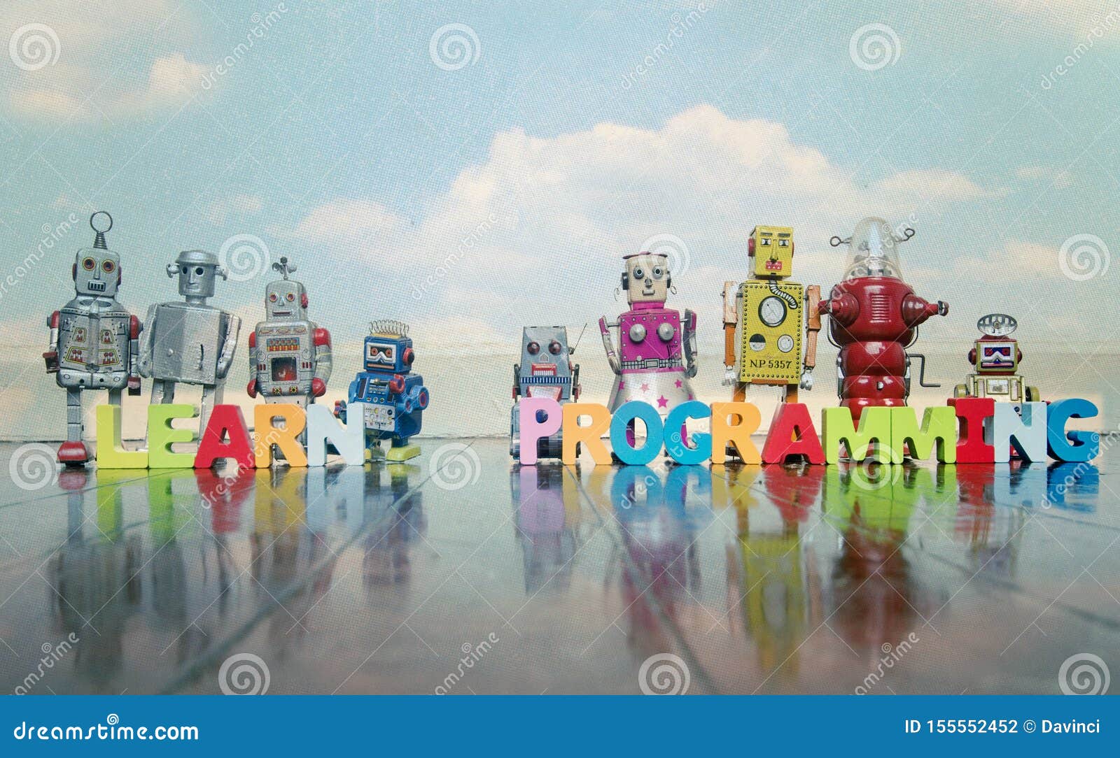 LEARN PROGRAMMING Wooden Letters and Retro Robot Toys Editorial ...