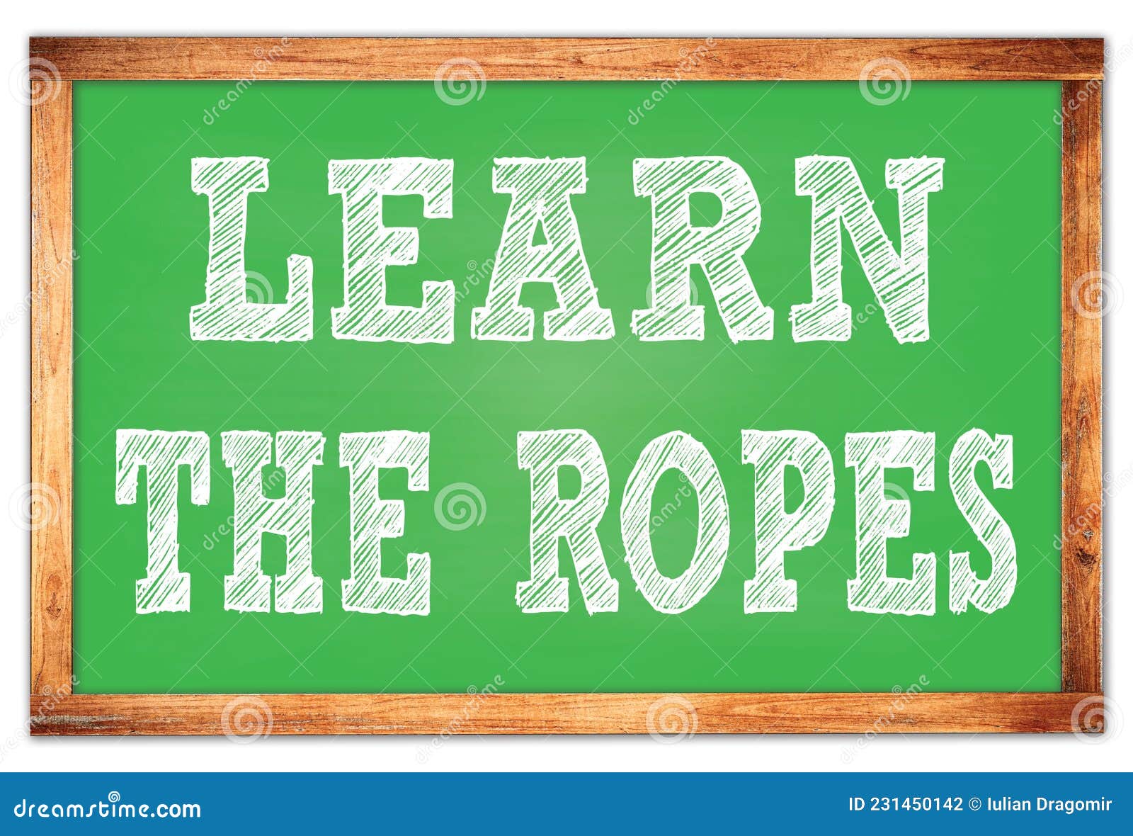 LEARN the ROPES Words on Green Wooden Frame School Blackboard Stock ...
