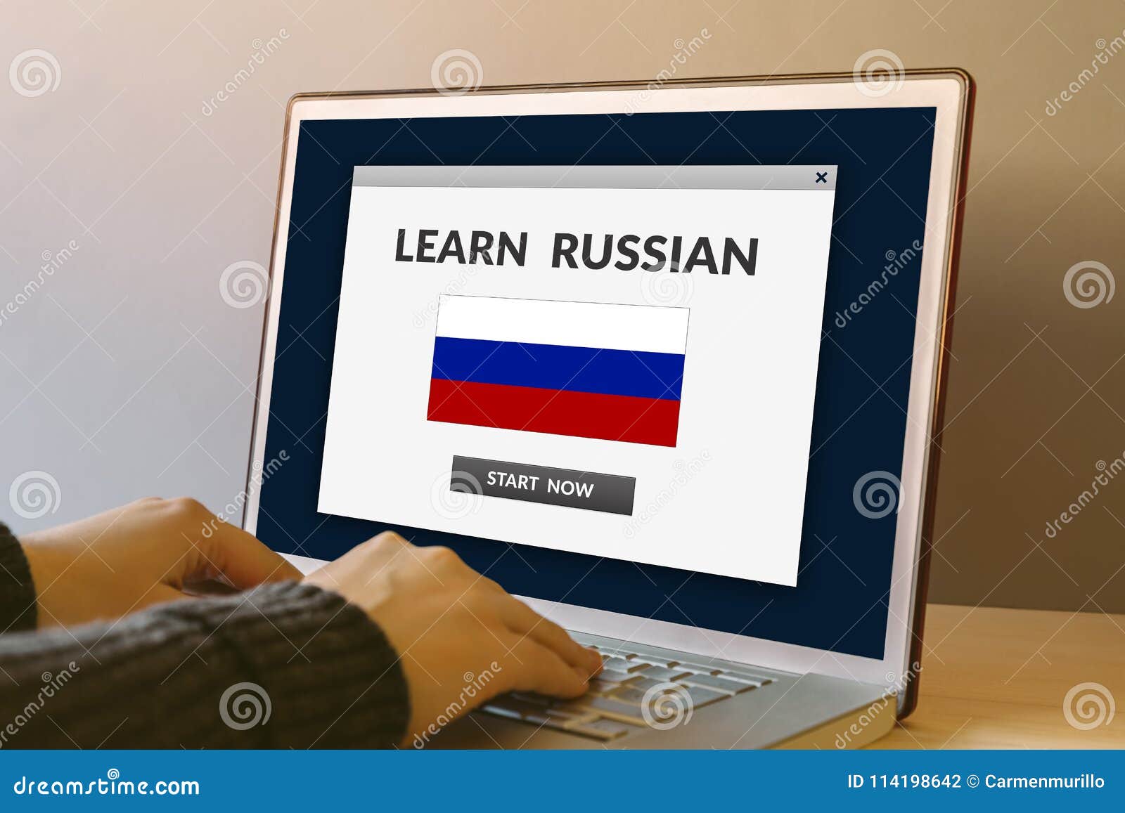 Learn Russian Concept on Laptop Computer Screen Stock Photo - Image of ...