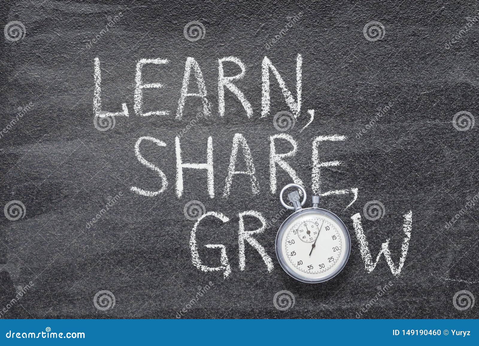 Learn, share, grow watch stock photo. Image of slogan - 149190460