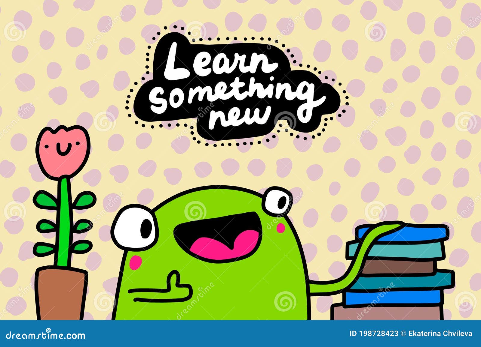 Learn Something New Hand Drawn Vector Illustration in Cartoon Comic ...