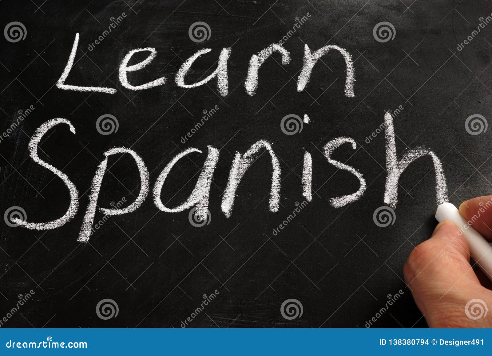 Learn Spanish Handwritten Sign on a Blackboard Stock Photo - Image of ...
