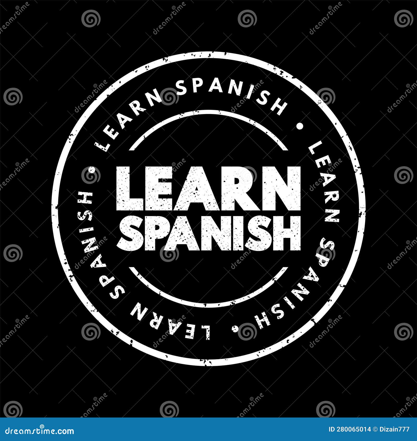 Learn Spanish Text Stamp, Concept Background Stock Illustration ...
