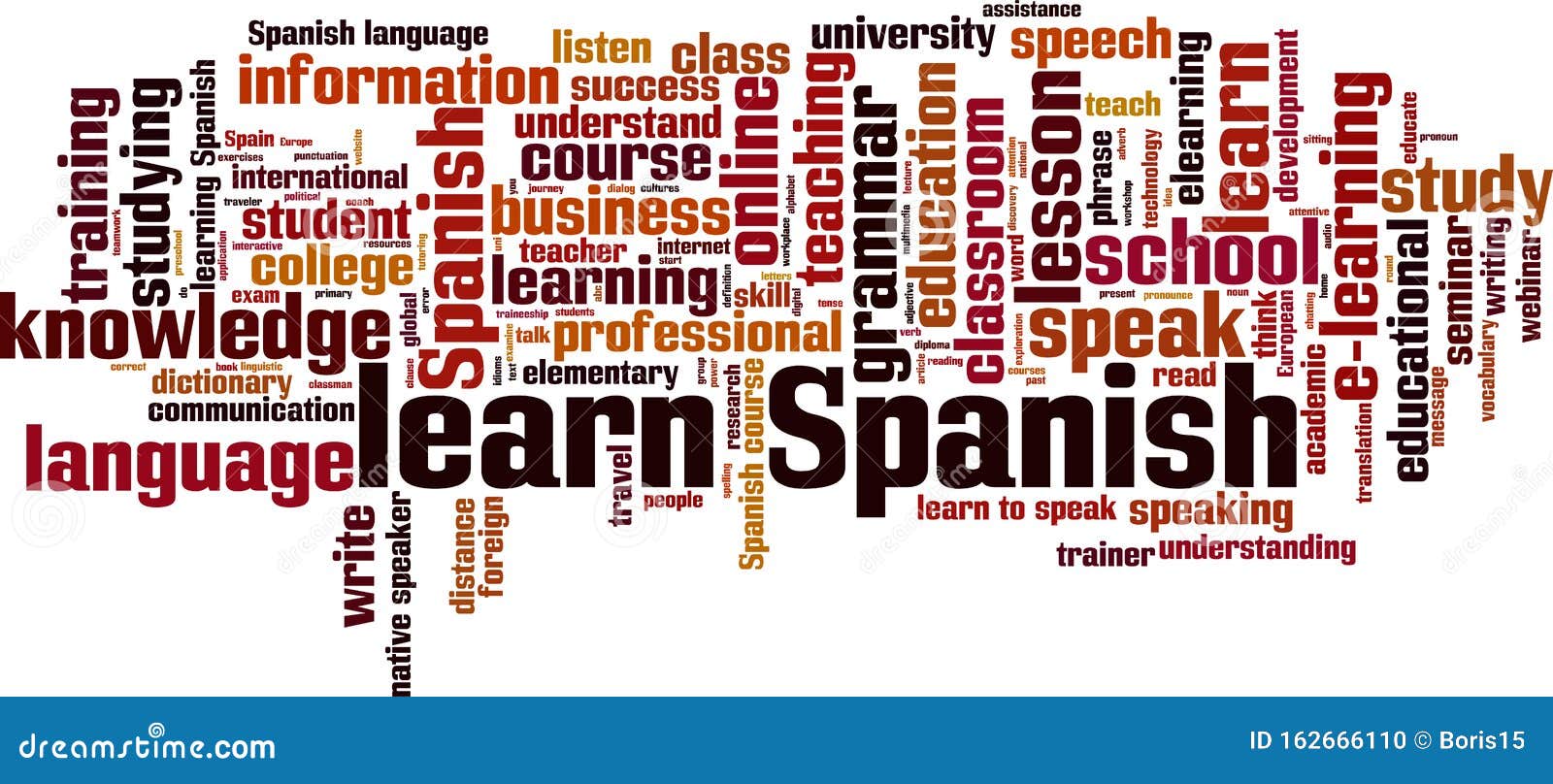 Learn Spanish word cloud stock vector. Illustration of understanding ...