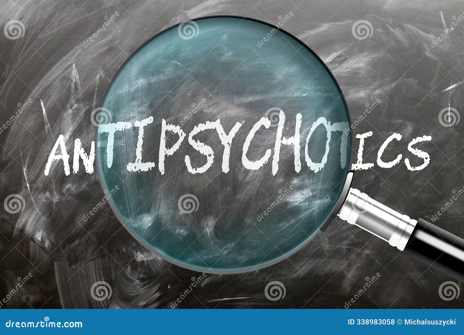 Learn, Study and Inspect Antipsychotics. a Magnifying Glass Enlarging ...