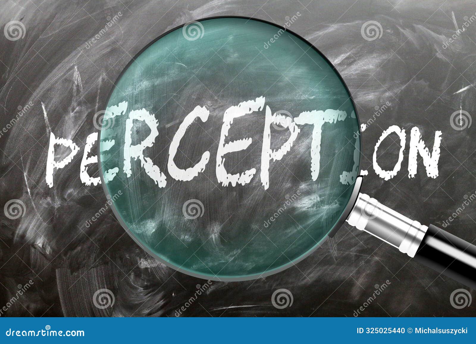 Learn, Study and Inspect Perception. a Magnifying Glass Enlarging Word ...