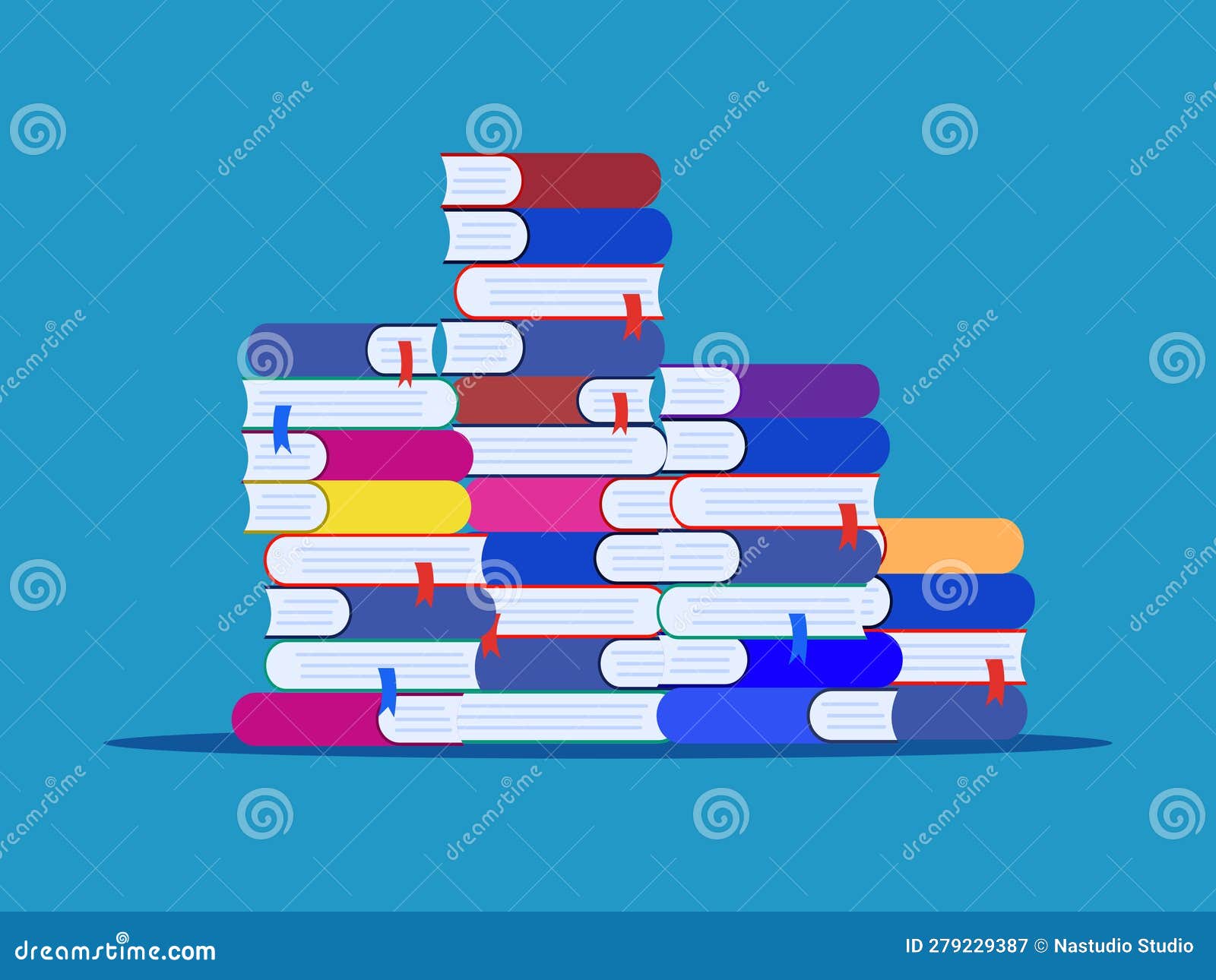 Learn and Study. Stack of Books Isolated on Background Stock Vector ...