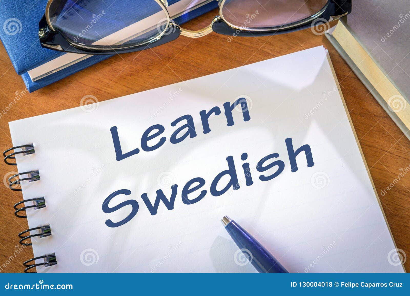 Learn Swedish Written in a Notepad. Education Concept Stock Photo ...