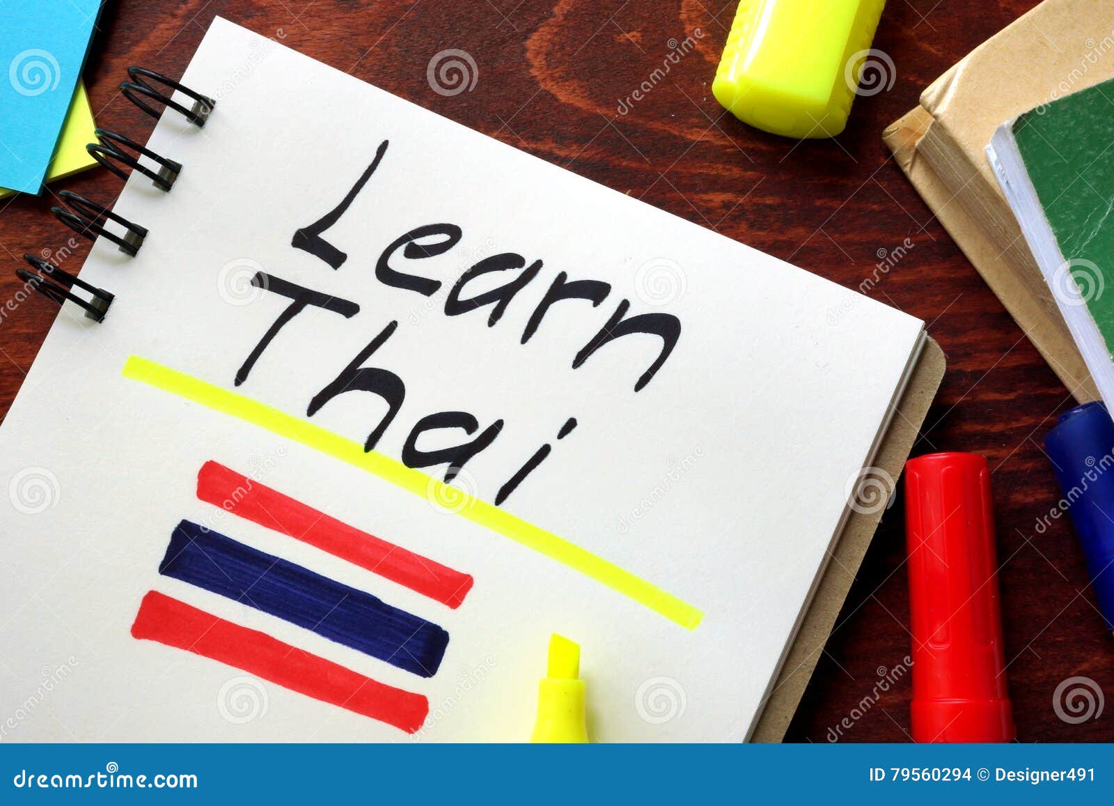 Learn Thai Written in a Notepad. Stock Photo - Image of education ...