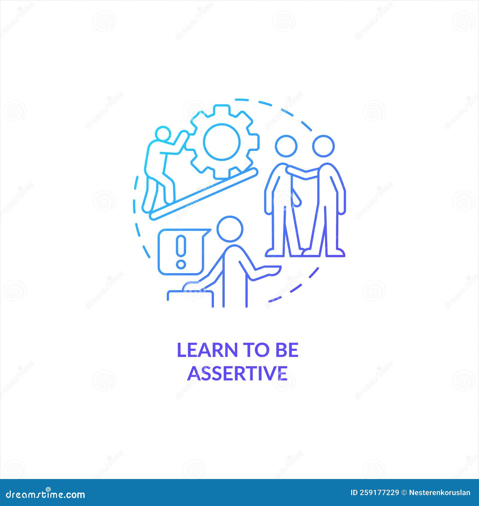 Learn To Be Assertive Blue Gradient Concept Icon Cartoon Vector ... Learn To Be Assertive Blue Gradient Concept Icon Cartoon Vector ...