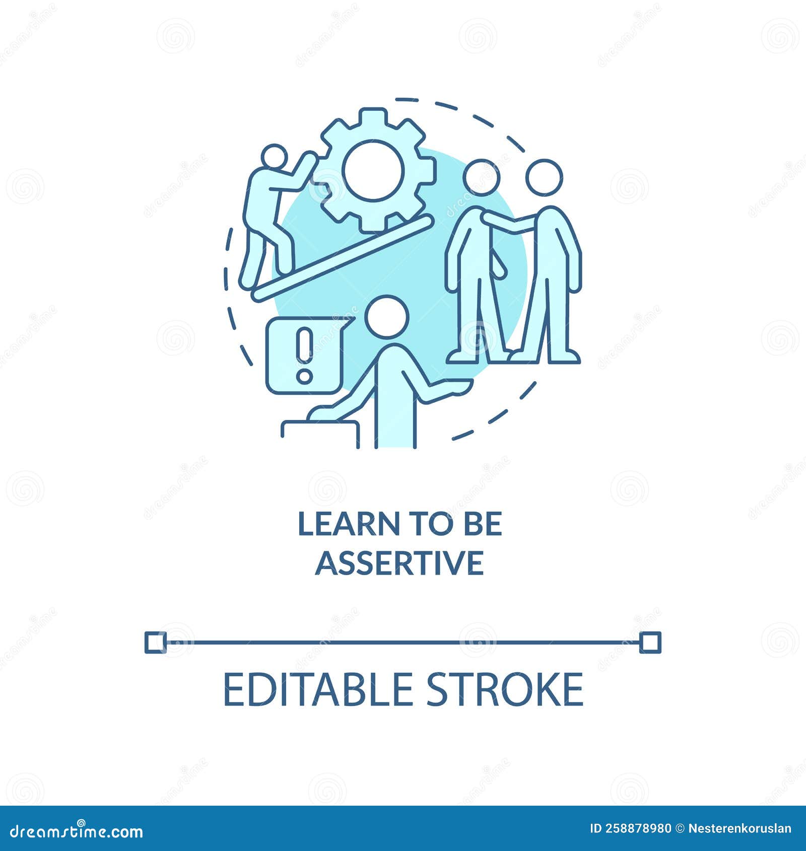 Learn To Be Assertive Turquoise Concept Icon Stock Vector ...