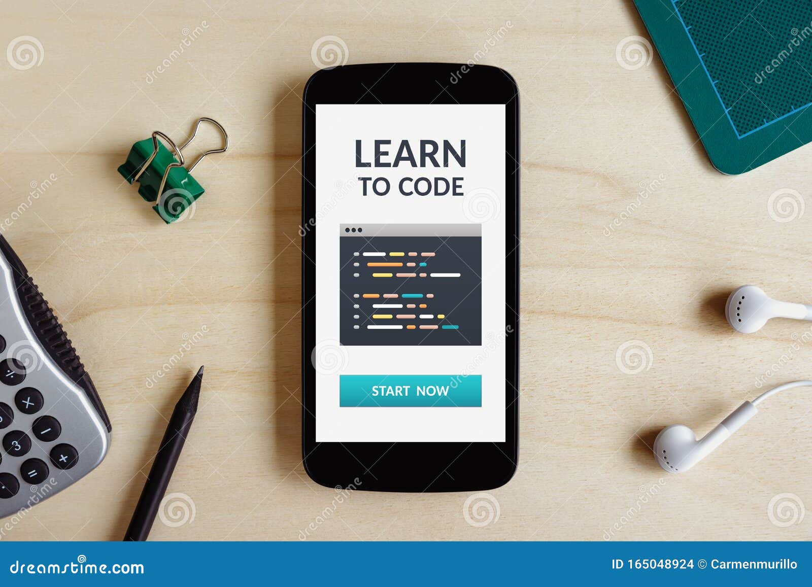 Learn To Code Concept on Smart Phone Screen Stock Photo - Image of ...