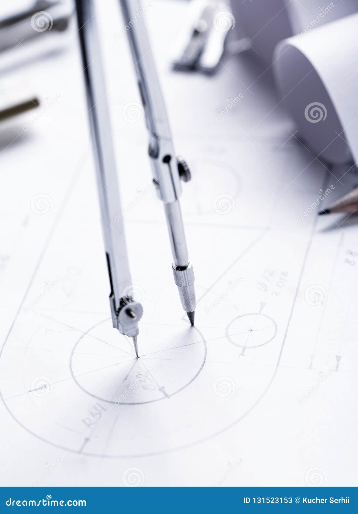 Learn To Draw Circles with a Compass Stock Image - Image of clean ...