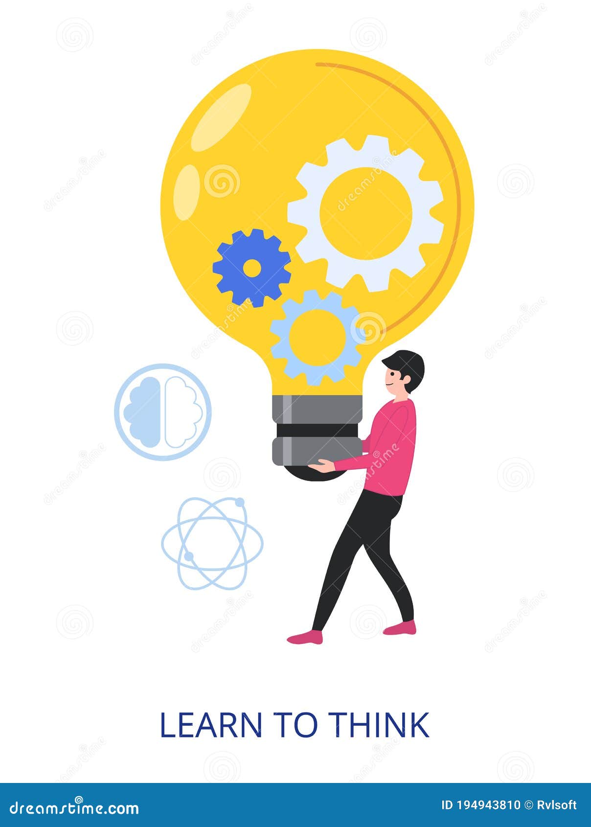 Learn To Think Concept, Flat Design Vector Illustration Stock Vector ...