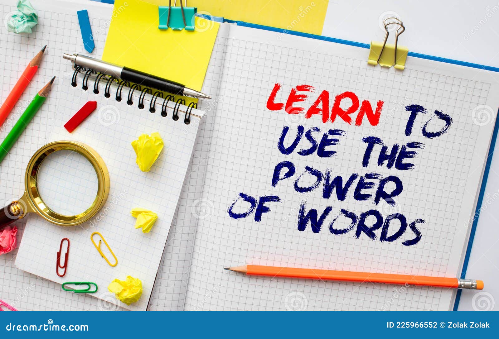 Learn To Use the Power of Words on Notebook Stock Photo - Image of ...