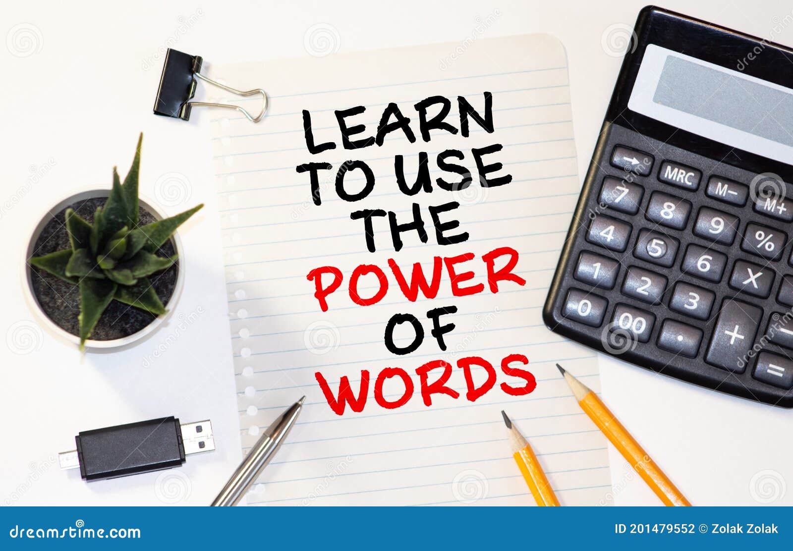 Learn To Use the Power of Words on Notebook Stock Photo - Image of ...