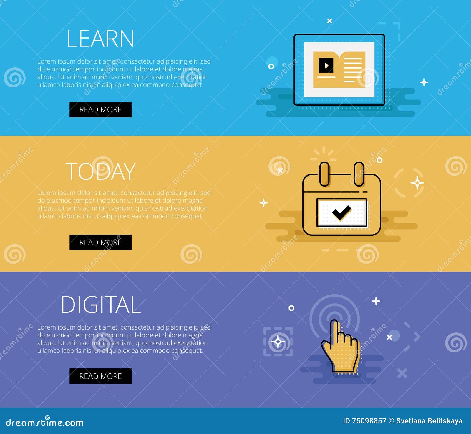 Learn Today Digital. Vector Banners Set Stock Illustration ...