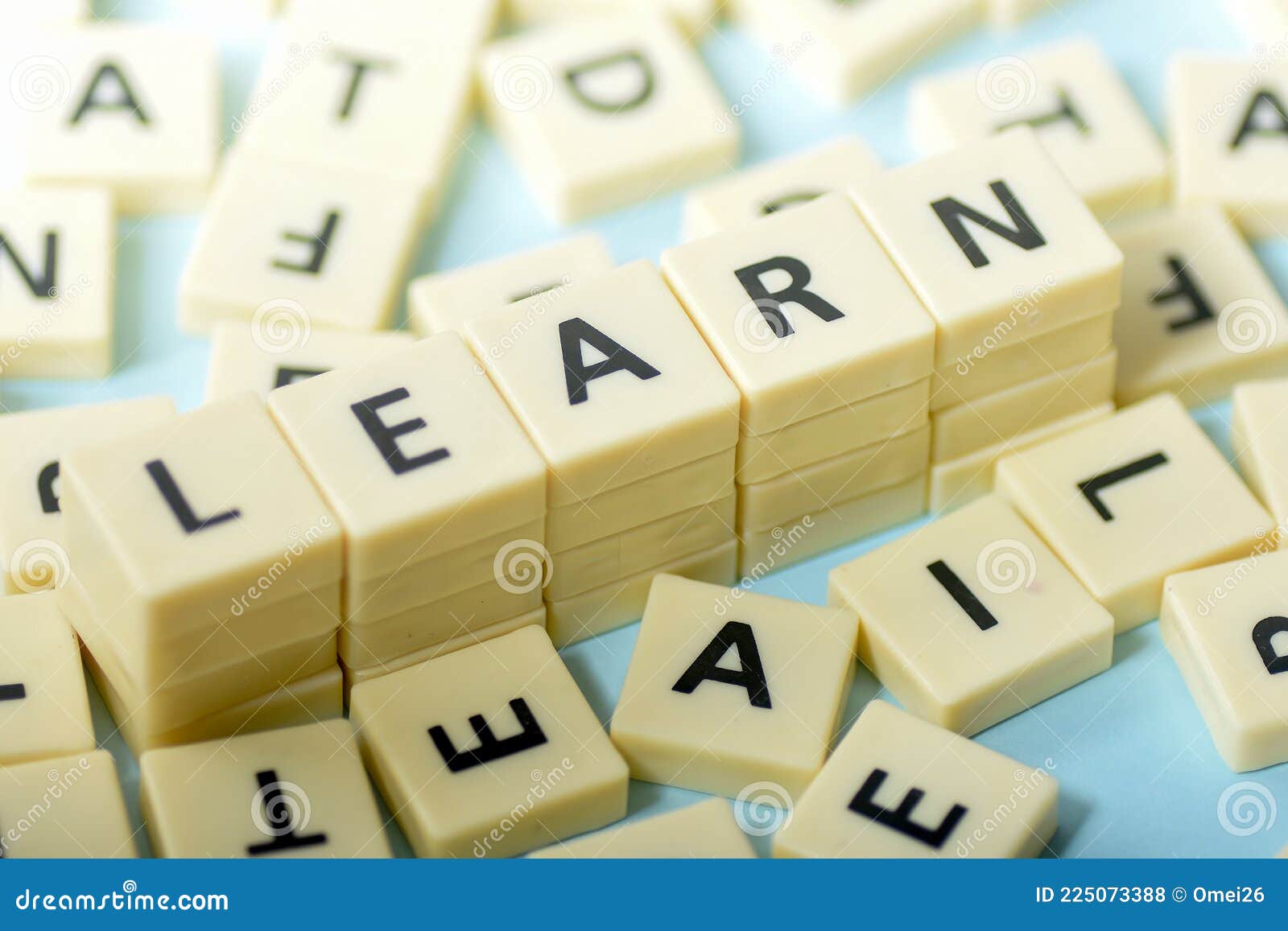 Learn Word on the Blue Background Stock Photo - Image of creativity ...