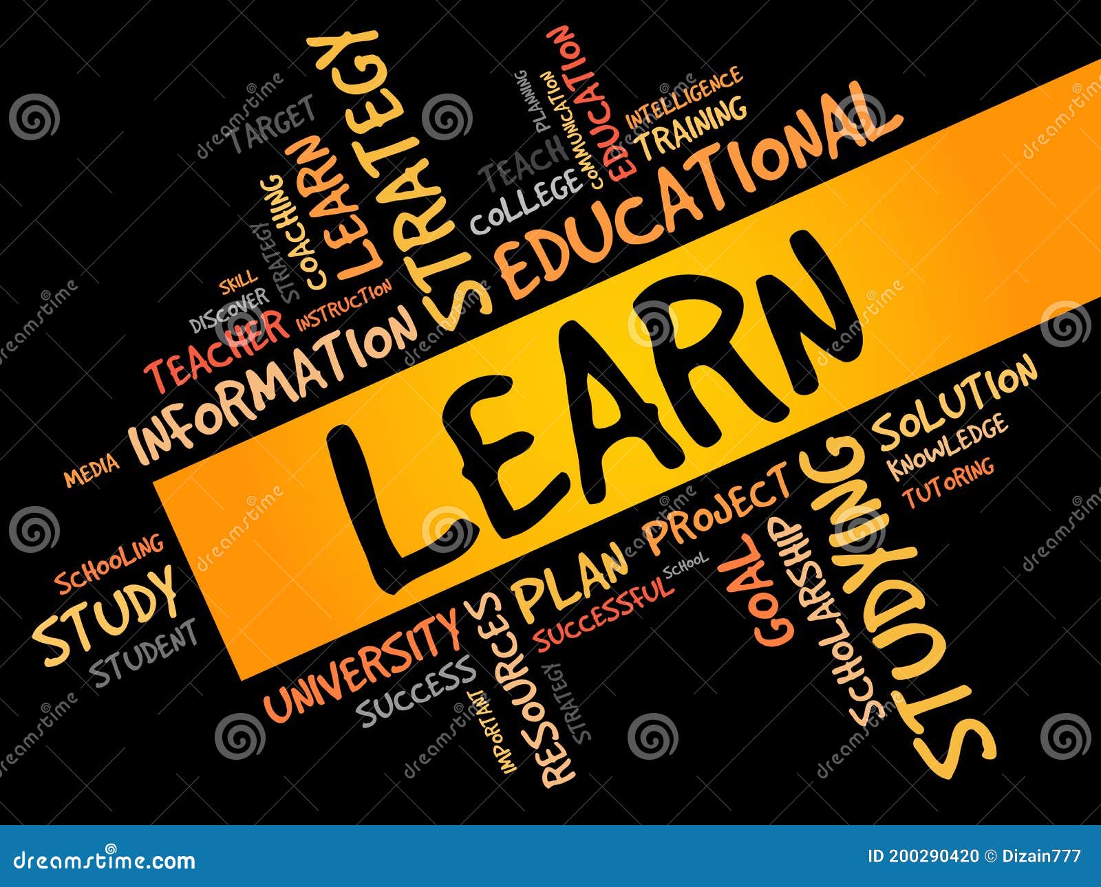 LEARN word cloud stock illustration. Illustration of elearning - 200290420