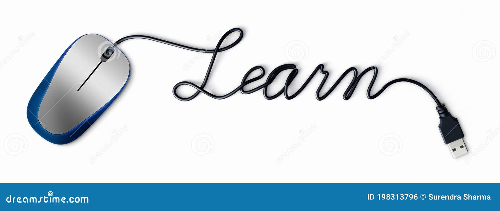 Learn Written with a Wire of a Computer Mouse. 3d Illustration. Stock ... Learn Written with a Wire of a Computer Mouse. 3d Illustration. Stock ...
