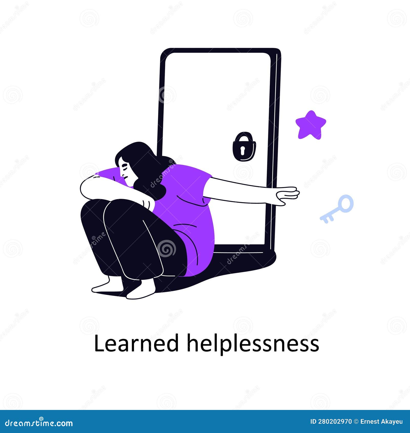 Learned Helplessness Psychology Concept Helpless Person Refusing Rejecting Help Ignoring