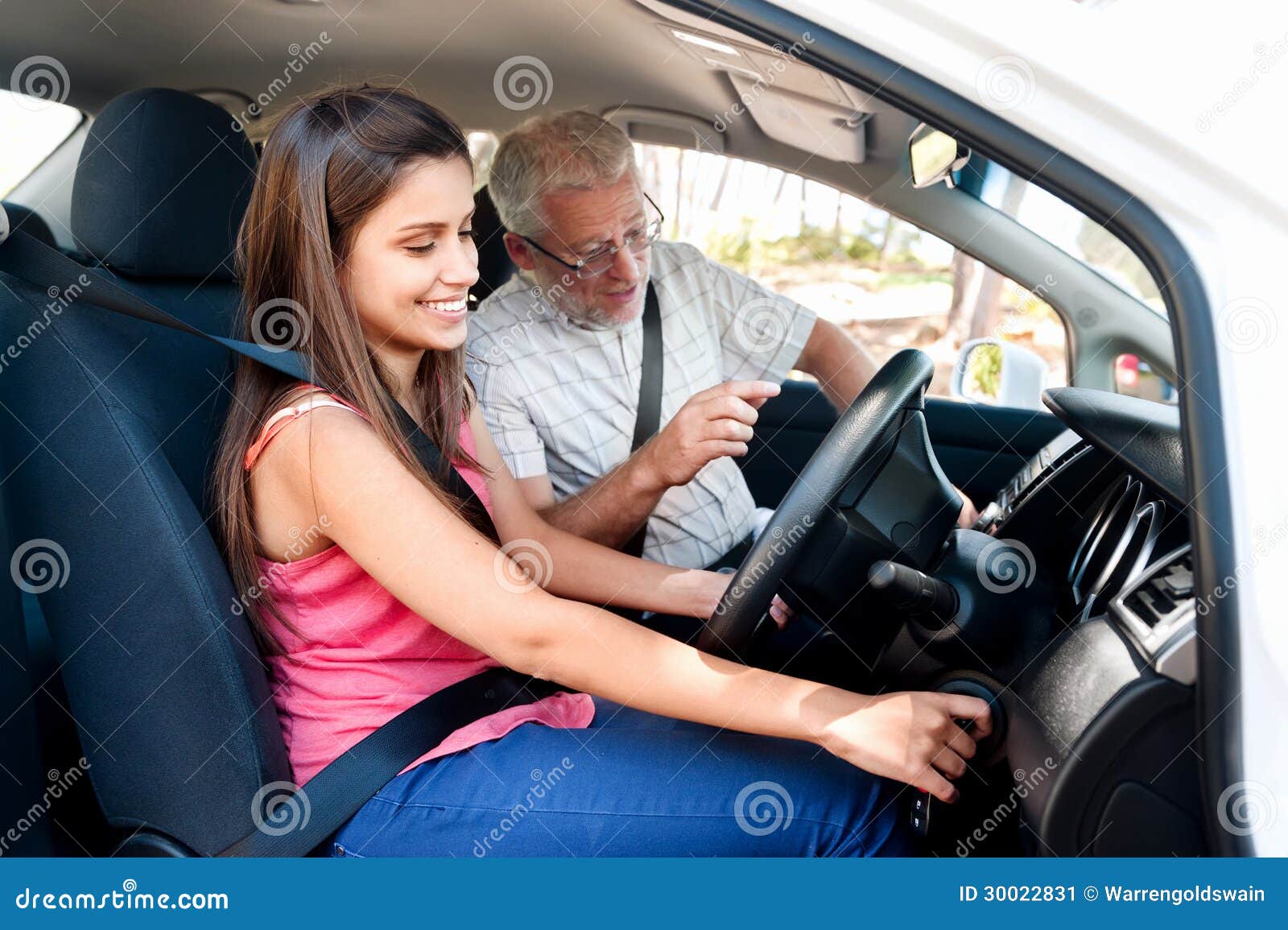 Learning to drive stock image. Image of female, people - 30022831