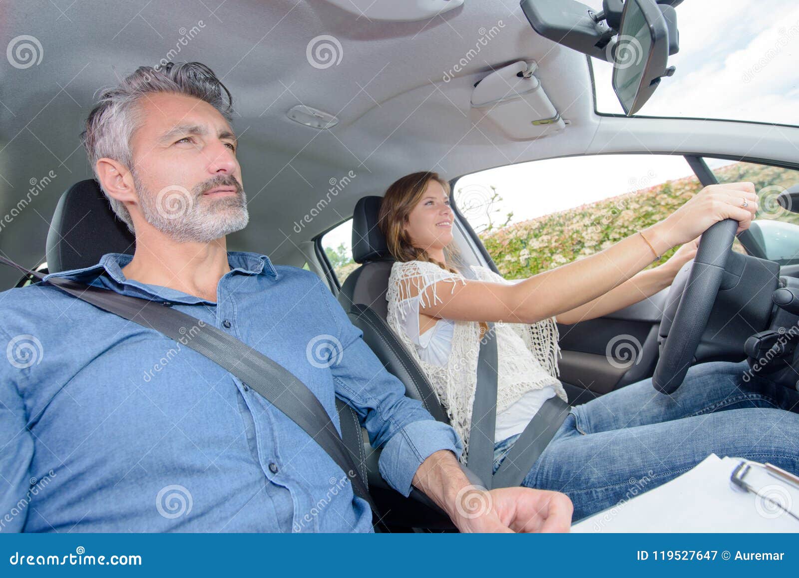 Learner Driver Having Lesson with Instructor Stock Image - Image of ...
